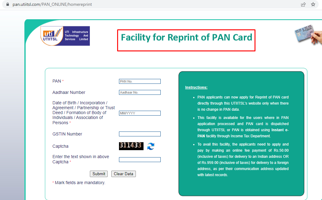 PAN Card - Apply Online, Check Status, Update and Download