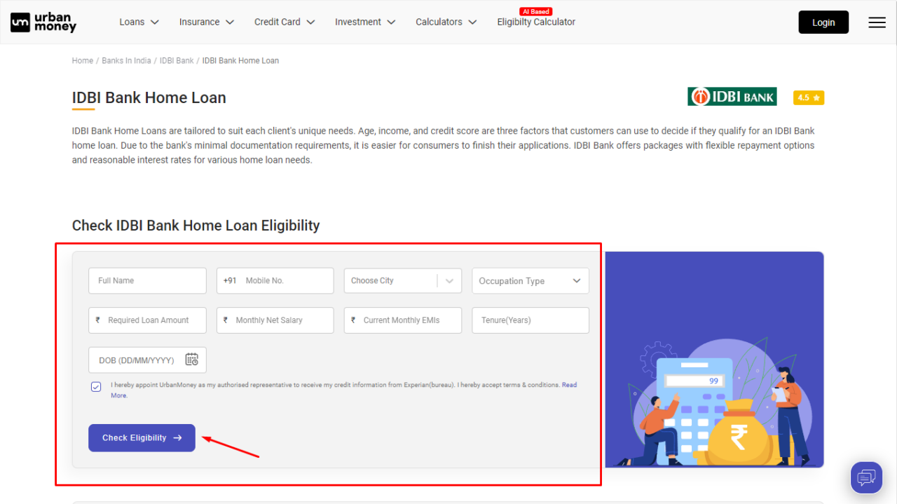 IDBI Home Loan Eligibility Calculator - Check Housing Loan Eligibility