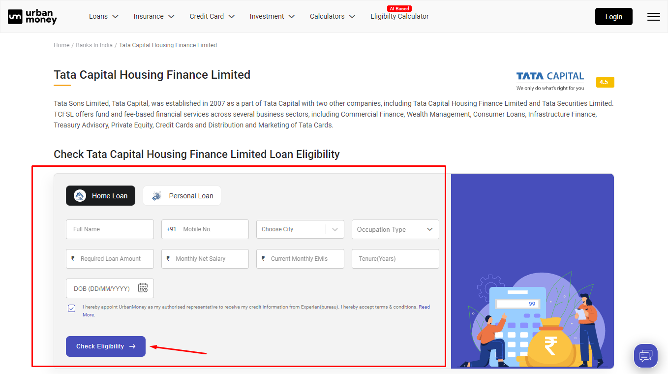 Tata Capital Home Loan Eligibility Calculator - Check Housing Loan ...